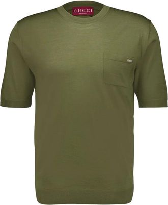 Gucci T-Shirt mit Intarsienmuster - Gr&uuml;n