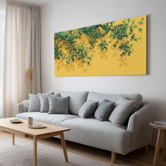 Generic Leinwand Bilder Wandbilder Wohnzimmer, Badezimmer Bilder 140 x 70 cm Modern Landschaft Bambusblatt Vlies Leinwand Gem&auml;lde Wandgem&auml;lde Zimmer Deko auf 