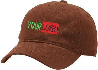 Generic Casquettes de baseball souples personnalisées pour homme et femme, casquette de baseball réglable avec logo et texte brodé, marron, M-XL