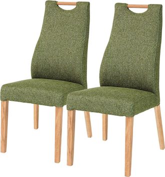 Naturoo home24 Polsterstuhl Spofford 2er-Set 47 x 104 x 44cm Gr&uuml;n/Olivgr&uuml;n