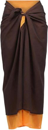 Ni&ugrave; Niu, Femme, Jupes, Brun, Taille: 36 FR Jupe Midi avec Drap&eacute;