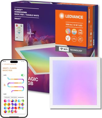 Ledvance SMART + WIFI PLANON MAGIC LED Panelleuchte, wei&szlig;, 18W, 1600lm, Wei&szlig;lichtfunktion, dimmbar, dynamischer Magic-RGB Lichteffekt, lange Lebensdauer, App-s