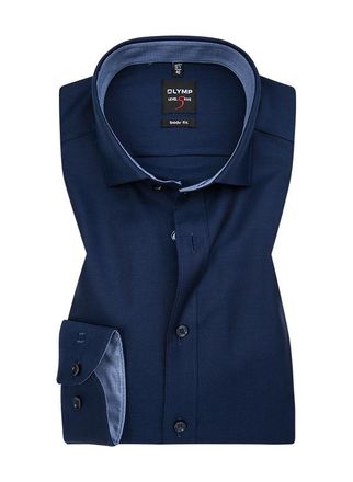 Olymp Herren Hemd blau Baumwoll-Stretch