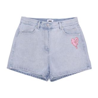 Obey Gebleichte Indigo Kurze Jeanshose - - Shorts - Damen - Blau - W27