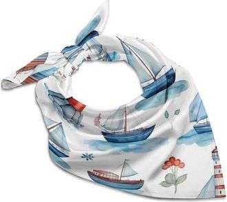 Generic Lighthouse Écharpe carrée en soie légère pour voilier, foulard nautique pour cheveux respirant, cadeau pour femme et homme, multicolore, 60x60cm
