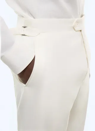 Fursac Pantalon ajust&eacute; en coton et lin - Taille 38 - Homme