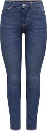 Only Onlhush Mid Waist SK RW Ank DNM Jean Taille Moyenne, Bleu foncé Denim, XS / 32L Femme