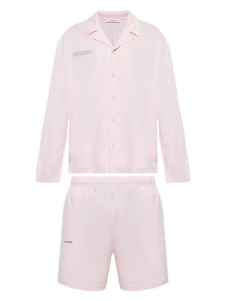PANGAIA pyjama en coton &agrave; slogan imprim&eacute; - Rose