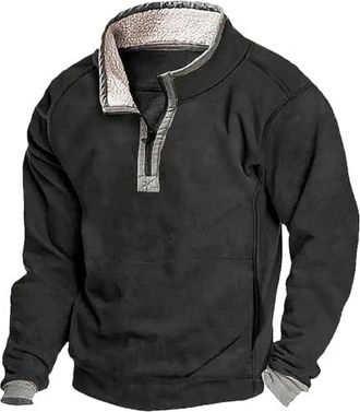Generico Pull Polaire Homme Chaud Veste en Polaire avec Demi Zip Sans Capuche Micropolaire Pull-over Montagne Sweat-shirt de Travail Lourd Vintage Pull en Pelu