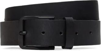 Calvin Klein Herren Gürtel Classic Flat aus Leder, Schwarz (Black/Black), 90 cm