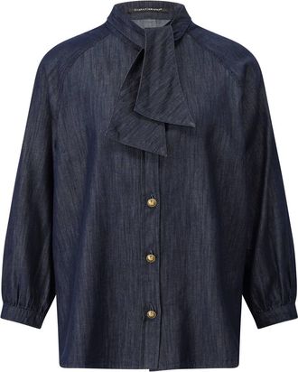 Luisa Cerano Denim-Bluse mit Schluppe