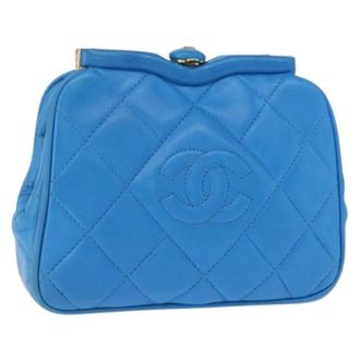 Chanel Pochette en cuir Pre-owned - Femme - Pre-owned - Bleu - Taille: ONE Size