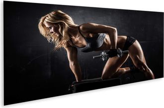 Islandburner Bild auf Leinwand Fitness Hanteln Gym Studio Athletische Frau Muskeln Bilder Wandbilder Poster