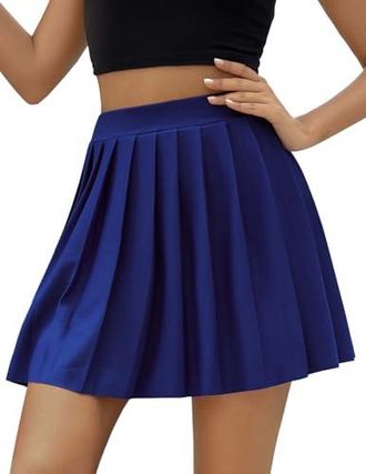 Dresstells Mini-Jupe trapèze plissée pour Femme, Forme évasée, Sexy Style Basique, Schulrock Club Y2k RoyalBlue L
