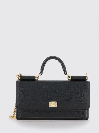 Dolce & Gabbana Mini sac &agrave; main en cuir grain&eacute; avec bandouli&egrave;re en cha&icirc;ne