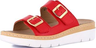 Gr&Uuml;nland GRUNLAND MOLL femme Chausson confort avec double boucle r&eacute;glable, semelle int&eacute;rieure amovible en cuir Drysoft, semelle moul&eacute;e et talon compens&eacute; de 4 c