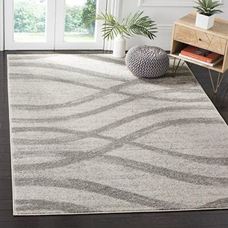 Safavieh Tapis de Sol Vieilli pour Salon, Salle à manger, Chambre à coucher - Adirondack Collection, Tapis à poil court, Crème et gris, 155 X 229 cm