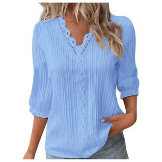 Generic T-shirt Femme Blouse Printemps/Et&eacute;: Blouse &eacute;l&eacute;gante &agrave; manches 3/4 pour femmes | V&ecirc;tements de vill&eacute;giature &agrave; la mode, Bu2, XXL
