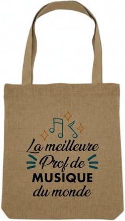 Fabulous Sac Shopping Tote Bag Aspect Lin - La Meilleure Prof de Musique du Monde College Lycee Conservatoire Instrument - Sac de Courses Toile Epaisse 360g Be