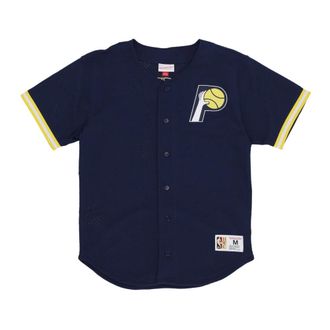 Mitchell & Ness Homme, Chemises, Bleu, Taille: L Gametime Mesh Button Front Coat