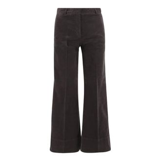 Ql2 Quelledue Samt Weite Beinhose Braun - - Trousers - Damen - Braun - M