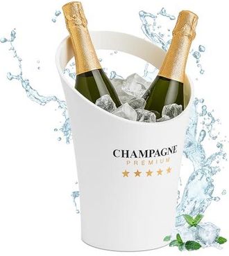 Relaxdays Sektkühler, Flaschenkühler, 2 Flaschen, Getränke kühlen, Champagnerkühler HxBxT: 29,5 x 21,5 x 23,5 cm, weiß