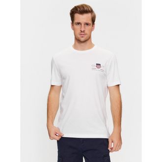 GANT T-Shirt Reg Archive Shield Emb Ss 2067004 Wei&szlig; Regular Fit