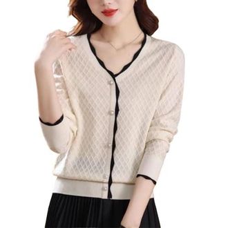 Generic Pull &eacute;l&eacute;gant &agrave; manches longues pour femme - Col en V - Patchwork contrast&eacute; - Pour printemps, Kaki, XXL