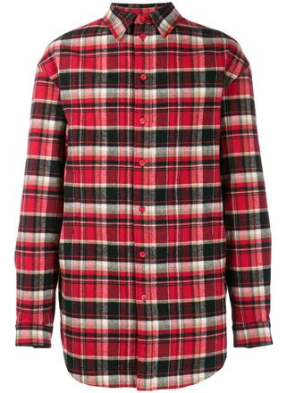Balenciaga Gef&uuml;ttertes Karohemd - Rot