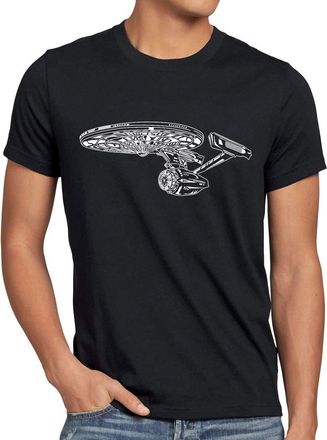 style3 Spaceship T-Shirt Herren Trek Trekkie Star, Gr&ouml;&szlig;e:3XL, Farbe:Schwarz