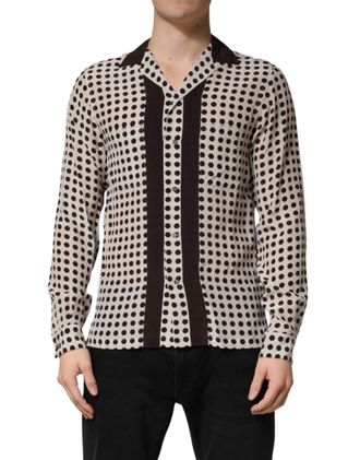 Dolce & Gabbana Mens Polka Dot Silk Shirt White