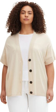 Tom Tailor Damen Cardigan mit kurzem Arm 1033384, 29517 - Sand Stone Beige, 44