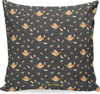 Mr. & Mrs. Panda Dekokissen Rotkehlchen Federn - Geschenk, Tiere, Spruch Mut, Kissenh&uuml;lle 40x40, fliegen, Motivation Spr&uuml;che, Sofakissen, lustige