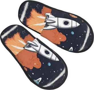 Generic Pantoufles pelucheuses et confortables avec impression fus&eacute;e dans lespace pour lautomne et lhiver, pour h&ocirc;tel, voyage, cadeaux pour femmes et hommes, 