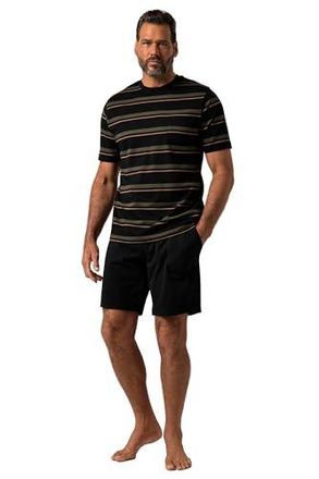 JP1880 Hommes Grandes Tailles L-8XL Pyjama, Deux pi&egrave;ces (T-Shirt ray&eacute; et Short). Collection Homewear - Jusquau 8 XL Noir 5XL 840449100-5XL