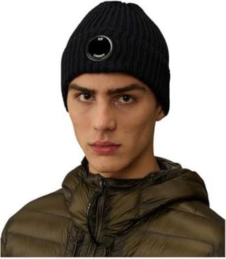 C.P. Company Bonnet avec lentille en laine mérinos extra-fine. 17CMAC272A-ChapeauBollone-888Bleu, bleu, Taille Unique