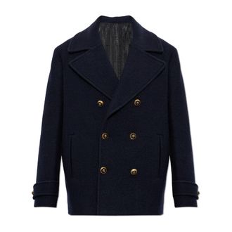 Balmain Homme, Manteaux, Bleu, Taille: 2XL Manteau crois&eacute; en laine