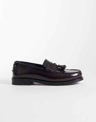WALK LONDON Walk London - Dalston - Loafer aus Glattleder in Burgunderrot mit Fransenquaste