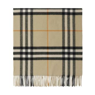 Burberry Kariertes Kaschmirschal mit Fransen - - Accessories - Herren - Beige - ONE SIZE