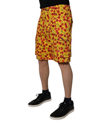 Dolce & Gabbana Cherry-Print Cotton Bermuda Shorts - Yellow