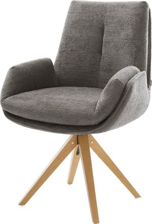 DELIFE Esszimmerstuhl Clea-Flex Holzgestell kantig Natur Boucl&eacute; Soft Schlamm 180&deg; drehbar