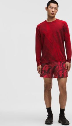 lululemon Short Pace Breaker Lunar New Year non doubl&eacute; pour Hommes - 13 cm - Rouge - Taille XL