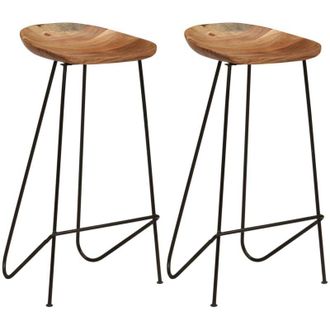 vidaXL Barhocker 2 Stk. Massivholz Akazie - Vidaxl