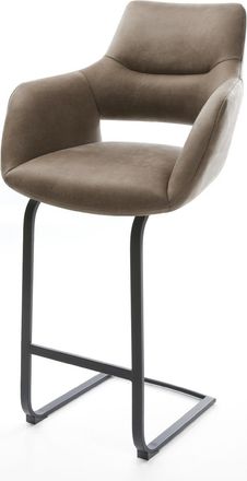 DELIFE Barstuhl Yago-Flex Mikrofaser Taupe Vintage Freischwinger Flach Metall Schwarz Taschenfederkern, Barst&uuml;hle