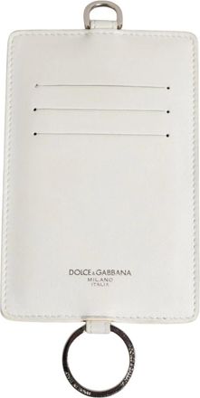 Dolce & Gabbana unisex, Accessoires, Blanc, Taille: ONE Size Porte-cartes en Cuir Blanc avec Logo
