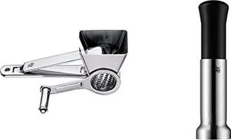 WMF Gourmet Parmesanreibe Kurbel 18 cm, Parmesanmühle & Top Tools Muskatmühle 16,5 cm, Muskatnuss Mühle mit Aufbewahrungsfach, Cromargan Edelstahl, Kunsts