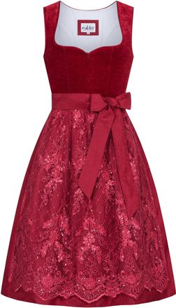 N&uuml;bler Dirndl N&Uuml;BLER Midi Dirndl Kira, Damen, Gr. 32, EURO, rot, Obermaterial: 98% Polyester PES. 2% Elasthan EL., Kleider, Topseller