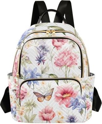 Mnsruu Mini sac à dos pour femme, papillons, fleurs, papillons, tropicaux, petits sacs à dos tendance et décontractés, Multi415, M