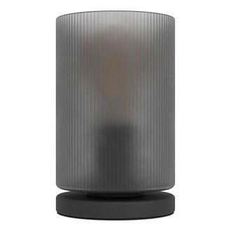 Eglo Nachttischlampe Colomera, elegante Glas Tischlampe, Zimmer Deko Schlafzimmer, Wohnzimmerlampe aus Metall in Schwarz und Rauchglas, E27 Fassung, &Oslash; 12 c