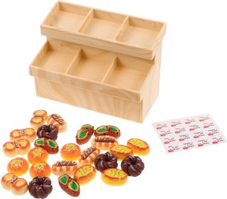 Cabilock Miniatur-brotschrank Mit Kleinen Lebensmitteln Simulierte Brotverzierungen Für Miniaturen Ausstellungsregal Für Heimfotografie Und Miniatur-küchendeko